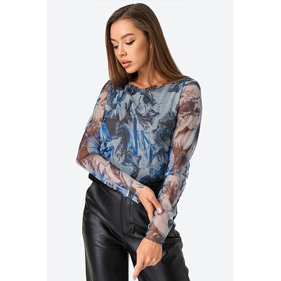 Женский лонгслив сетка Happyfox 6694102 голубой купить оптом в HappyWear.ru