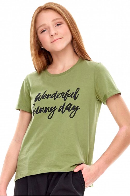 Футболка для девочки Umka 6622363 зеленый купить оптом в HappyWear.ru