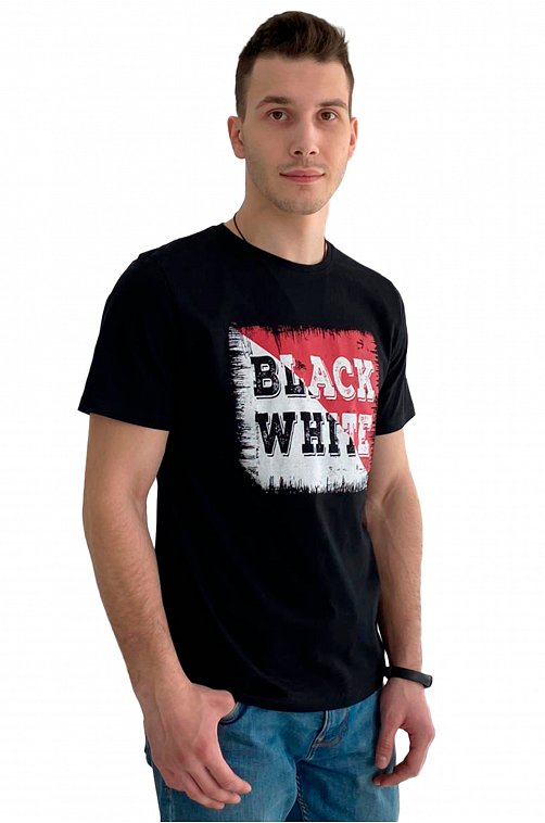 Мужская футболка Грация 6670851 черный купить оптом в HappyWear.ru